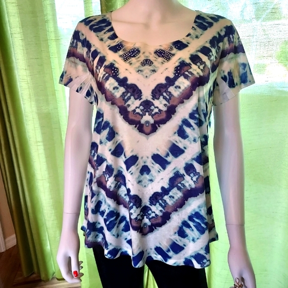 ONE WORLD | Tops | Short Sleeve Tiedye Top By One World Size Xlp | Poshmark